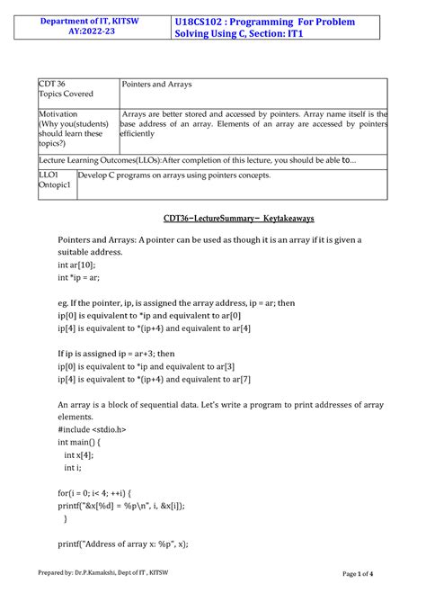 CDT Very Important Notes AY U CS Programming For