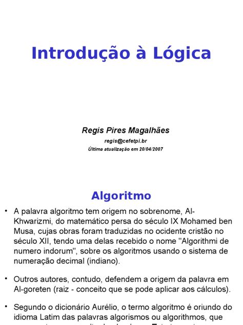 Logica Algoritmo 02 Algoritmo Pdf Algoritmos Áreas De Ciência Da