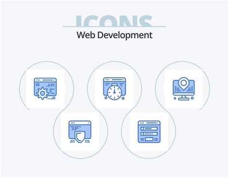 Web Development Blue Icon Pack 5 Icon Design Location Development Web Time Development