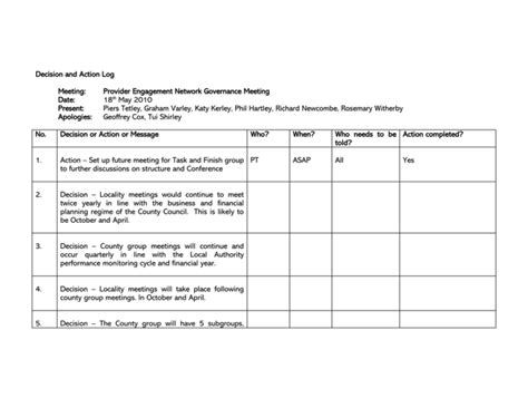 Free Decision Log Templates For Excel Word Pdf