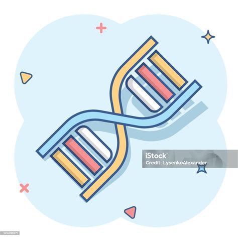 만화 스타일의 벡터 만화 Dna 아이콘 메데신 분자 사인 일러스트 레이션 픽토그램 Dna 비즈니스 스플래시 효과 개념 Dna에