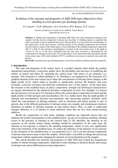 Pdf Evolution Of The Structure And Properties Of Aisi 1020 Steel