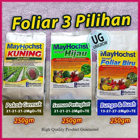 250gm 10 Foc 1 Foliar Kuning Foliar Hijau Foliar Biru Water