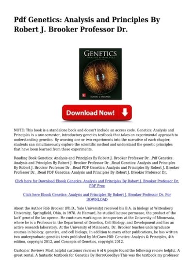 0rfc Pdf Genetics Analysis And Principles By Robert J Brooker