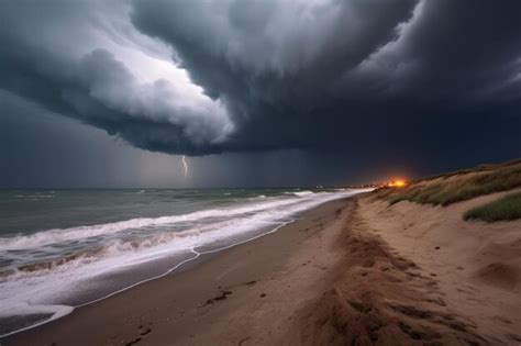Premium Ai Image Stormy Weather Beachscape