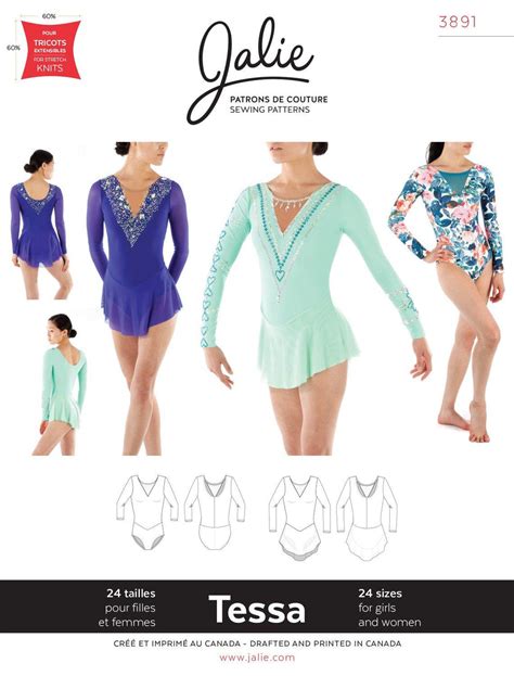Sewing Pattern Jalie 3891 Tessa Long Sleeve Dress And Leotard