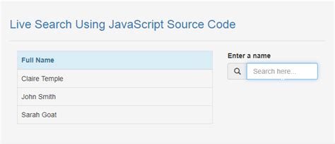 Live Search Using Javascript Source Code Sourcecodester