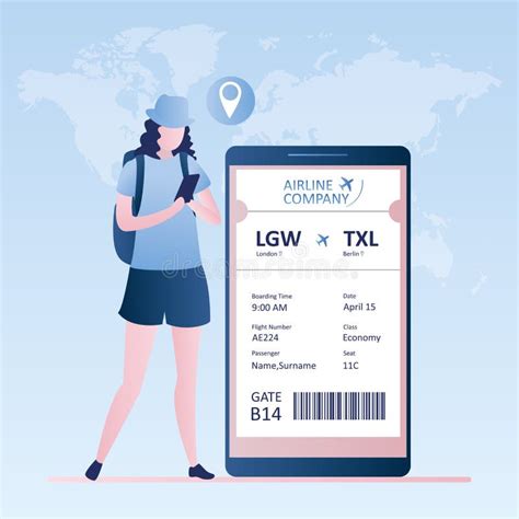 Airline Boarding Pass Ticket Template With Qr Code Isolated On Blue