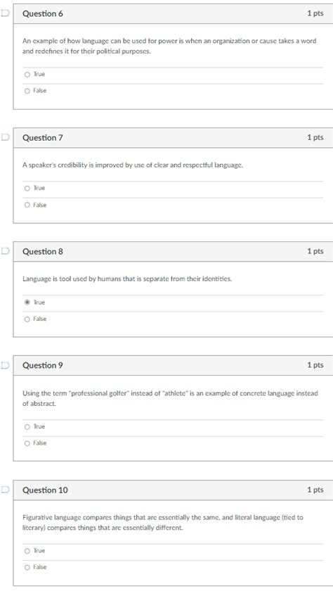 Solved D Question 6 1 Pts An Example Of How Language Can Be