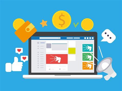 Premium Vector Computer Laptop With Social Media Advertising Website
