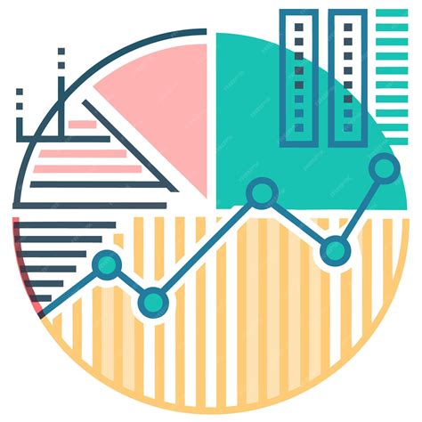 Colorful pie chart bar chart and line graph in a circle | Premium AI-generated vector