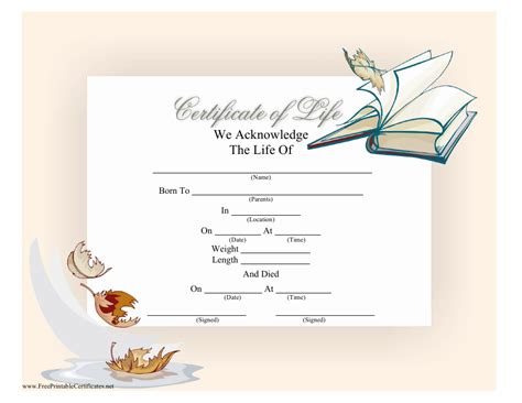Certificate Of Life Template Beige Download Printable Pdf