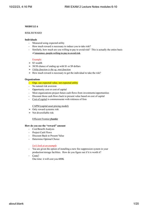 Solution Rmi Exam Lecture Notes Modules Studypool