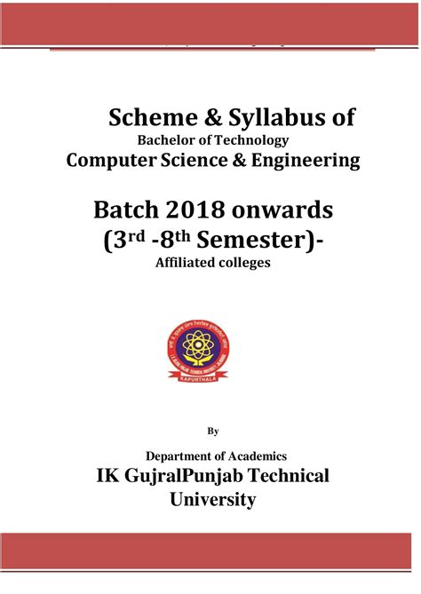 B Tech CSE Sem IK Gujral Punjab Technical University Kapurthala B Tech Computer