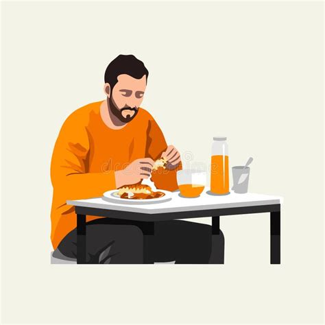 Inmate Eating Vector Flat Minimalistic Isolated Illustration Stock
