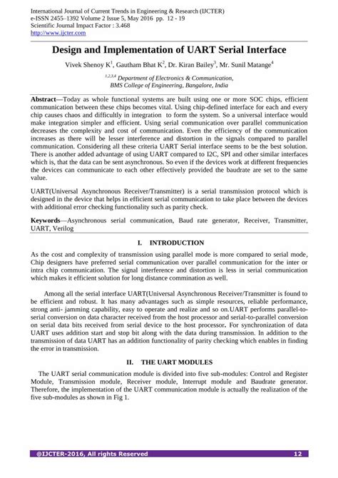 Pdf Design And Implementation Of Uart Serial And Implementation Of