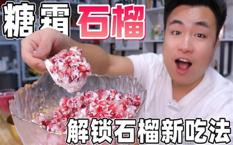 将石榴剥开冷冻一夜，倒入牛奶和炼乳，做成“糖霜石榴”味道咋样 馋大鑫 馋大鑫 哔哩哔哩视频
