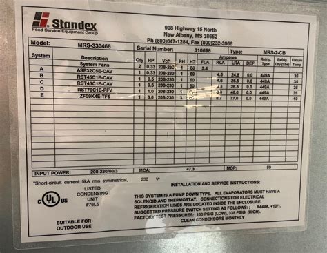 New Master Bilt Standex Mrs 330446 5 Unit Condenser Rack System