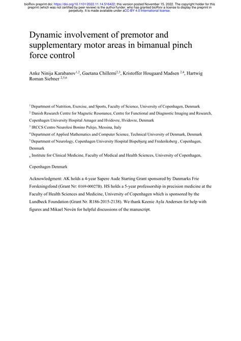 Pdf Dynamic Involvement Of Premotor And Supplementary Motor Areas In