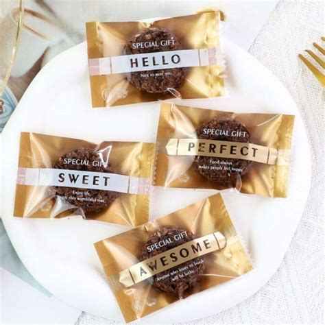 Fp1938 100pcs 55x85 Cm Hello Gold Cookie Bag Sealing Pastry Heat