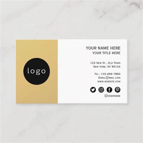 Elegant Gold Tone QR Code Logo Business Card Zazzle