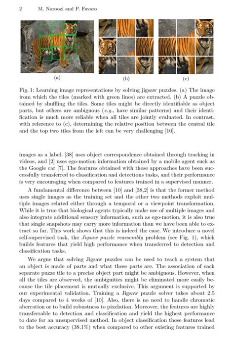 Unsupervised Learning Of Visual Representations By Solving Jigsaw Puzzles Deepai