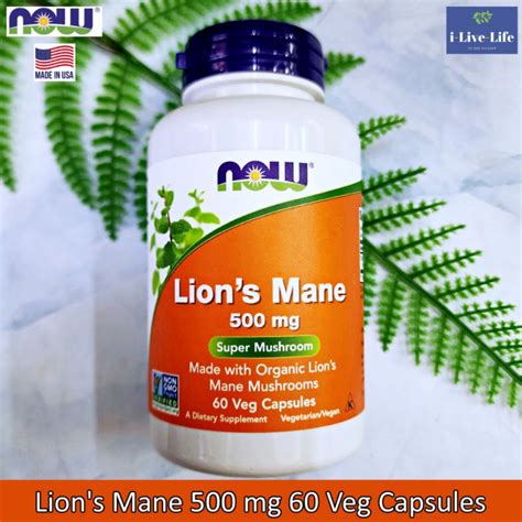 Now Foods Lion s Mane 500 mg 60 Veg Capsules สารสกดจากเหดปยฝาย