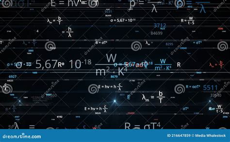Blocks Of Abstract Mathematical Formulas Are Written And Moved In The Virtual Space Animation