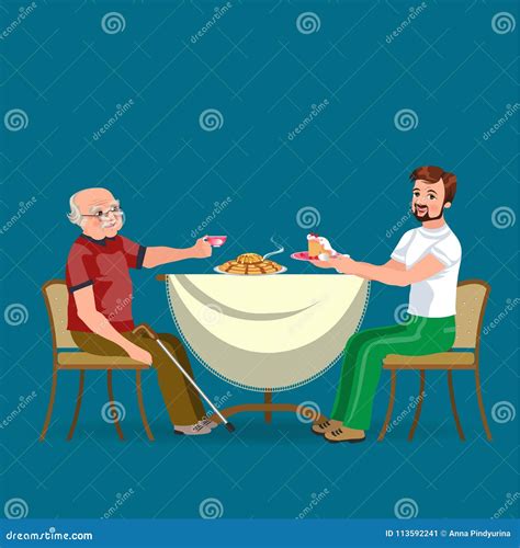 Grandfather Sitting In Rocking Chair Old Man Leisure Time Grandpa