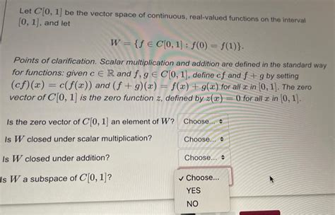 solved let c[0 1] be the vector space of continuous