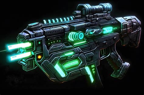 Premium Ai Image Futuristic Cyber Weapon Space Neon Gun Neural