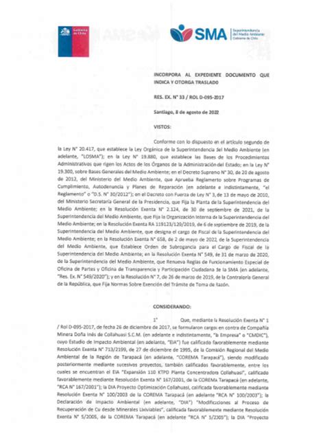 Res Ex 33 Rol D 095 2017 Incorpora Documento A Expediente Y