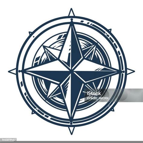 Marine Compass Vintage Monochrome Emblem Stock Illustration Download
