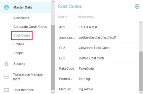 Cost Codes Admin Screen Chrome River Help Center