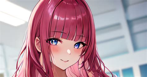 Aiイラスト ピンク髪前髪ぱっつん☓競泳水着の爆乳お姉さん ユーキヒロ自己紹介読んでのイラスト Pixiv