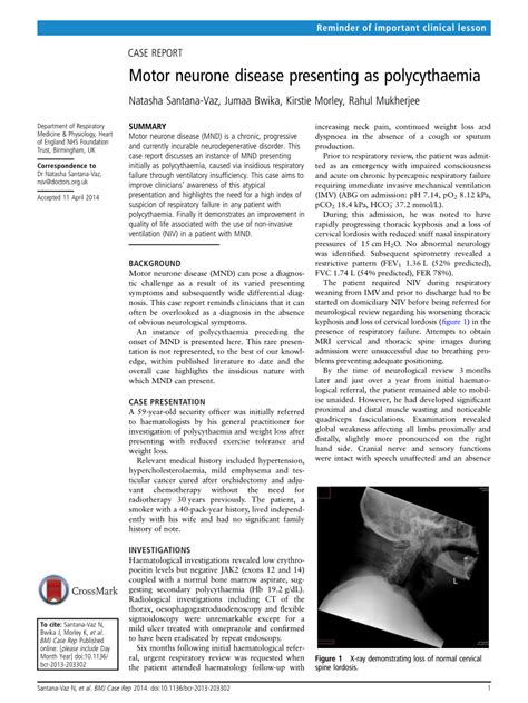 Pdf Motor Neurone Disease Presenting As Polycythaemia