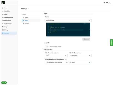 settings signaloid developer documentation