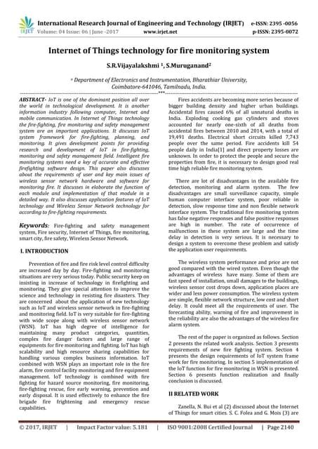 Internet Of Things Technology For Fire Monitoring System Pdf