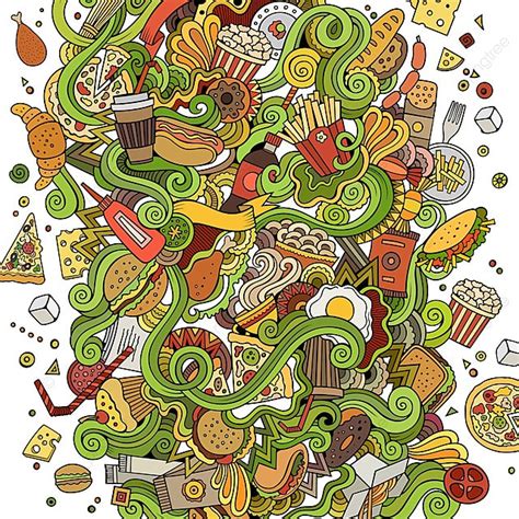 만화 귀여운 낙서 손으로 그린 패스트 푸드 그림 배경 배경 패스트 푸드 음식 배경 일러스트 및 사진 무료 다운로드 Pngtree