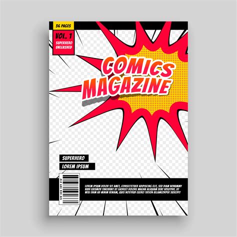 Comic Magazine Book Cover Template Download Free Vector Art Stock