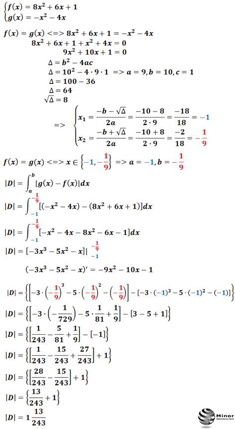 Blog matematyczny Minor Matematyka Pole obszaru między krzywymi