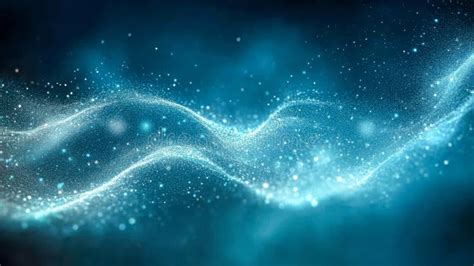 Abstract Blue Particles Forming Flowing Wave On Dark Background Stock Illustration