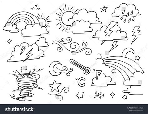 Weather Doodle Vector Set Illustration Hand Stock Vector Royalty Free Shutterstock