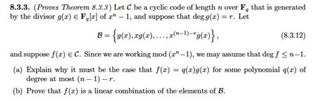 Solved Proves Theorem Let C Be A Cyclic Code Chegg