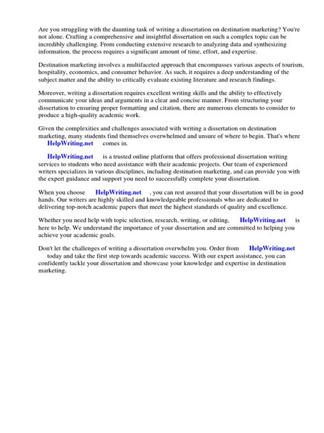 Dissertation About Destination Marketing Pdf Marketing Tourism