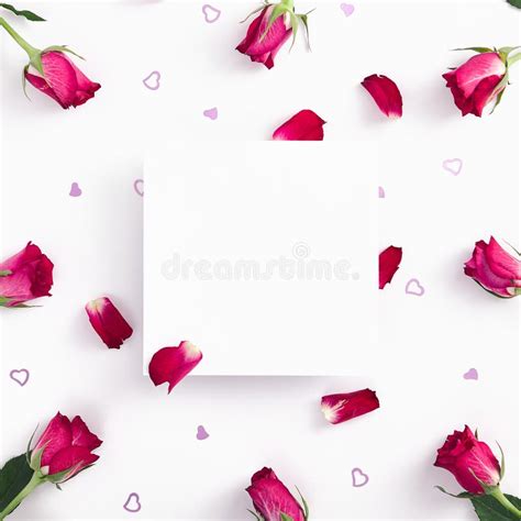 Floral Frame With Square Blank Space Stock Photo Image Of Heart Date