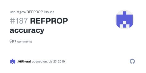 Refprop Accuracy · Issue 187 · Usnistgov Refprop Issues · Github