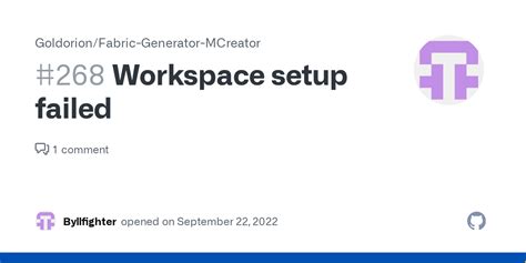 Workspace Setup Failed · Issue 268 · Goldorionfabric Generator