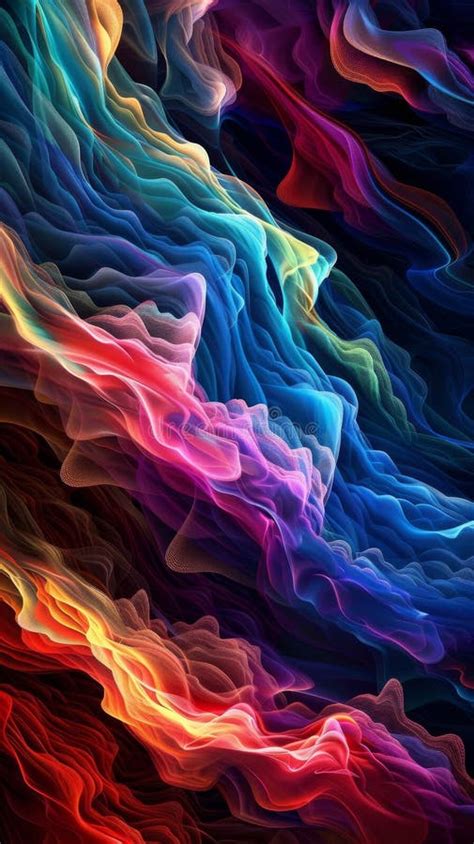 Abstract Colorful Waves With Dark Background Vibrant Energy Flow Artistic Digital Art Concept
