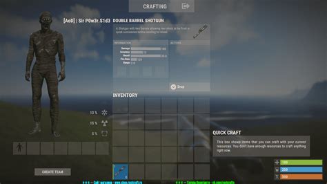 Двухствольный дробовик в инвентаре в Rust — Rust Craft